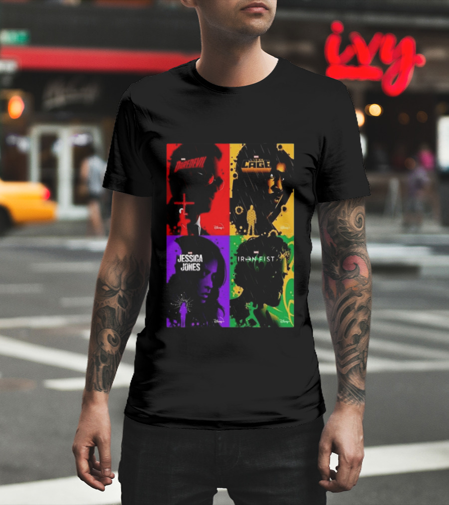 Marvel Daredevil Jessica Jones Luke Cage Iron Fist Heroes Disney T-Shirt