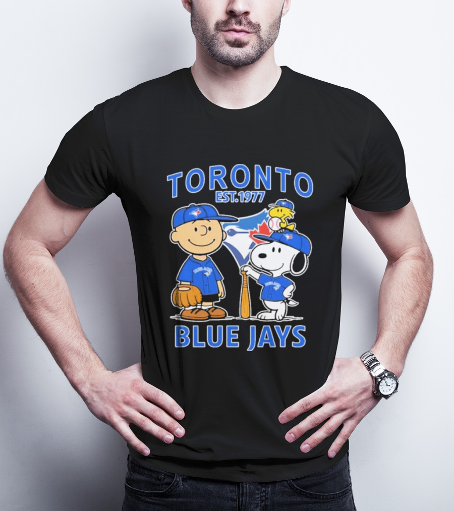 Toronto Est 1977 Blue Jays Snoopy Charlie Brown Woodstock T-Shirt