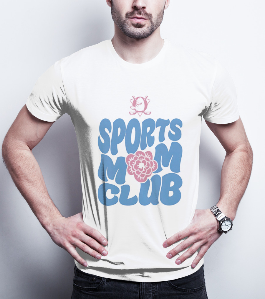 Anaheim Ducks Sports Mom Club Floral Lettering T-Shirt