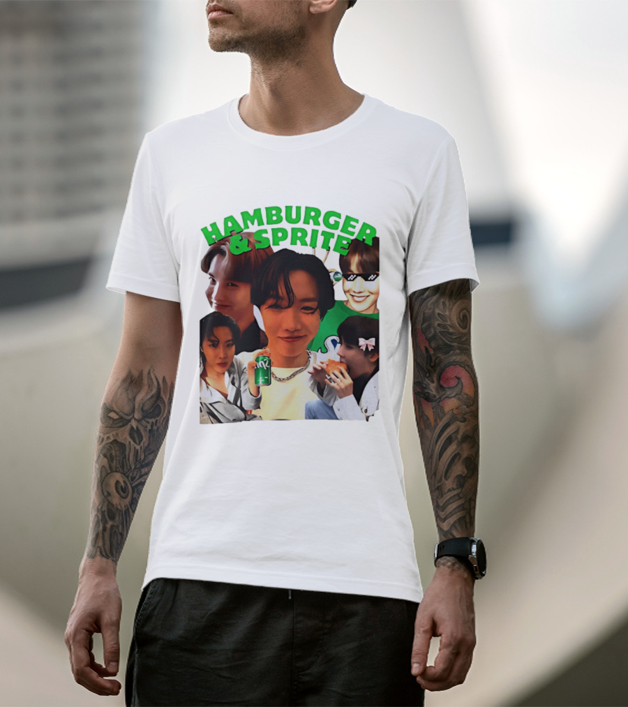 J Hope BTS Hamburger & Sprite Collage T-Shirt
