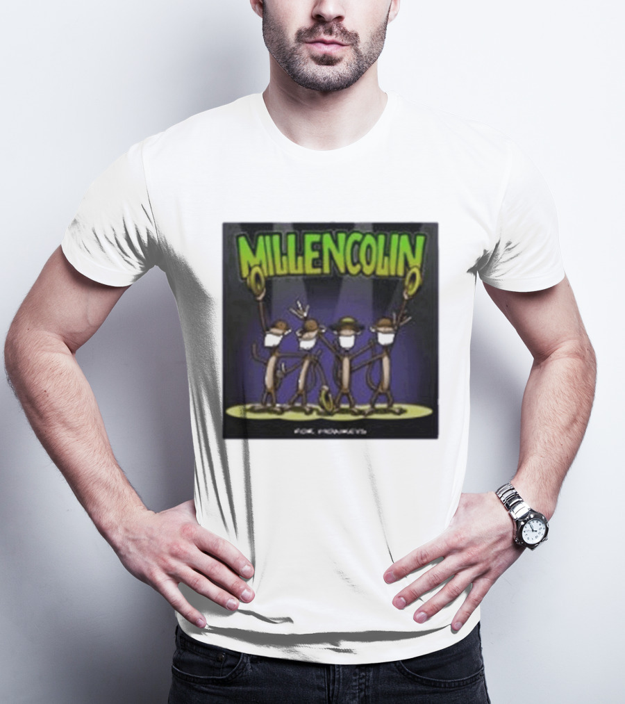 Millencolin For Monkeys Dancing Cartoon Monkeys With Masks And Hats T-Shirt