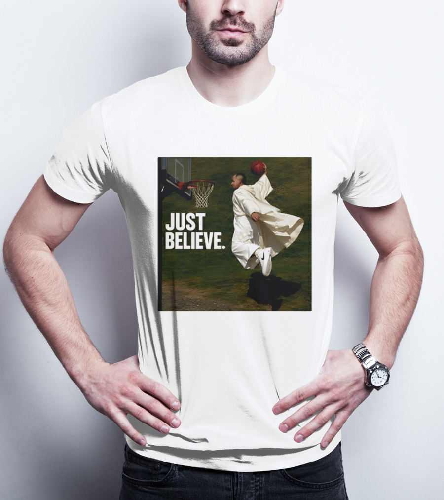 Just Believe Basketball Dunk Pope Leo T-Shirt
