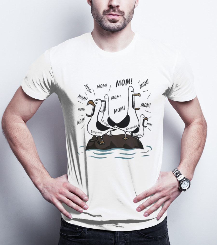 Mom Seagull Chaos With Benjamin Evelyn Alexander On Island T-Shirt