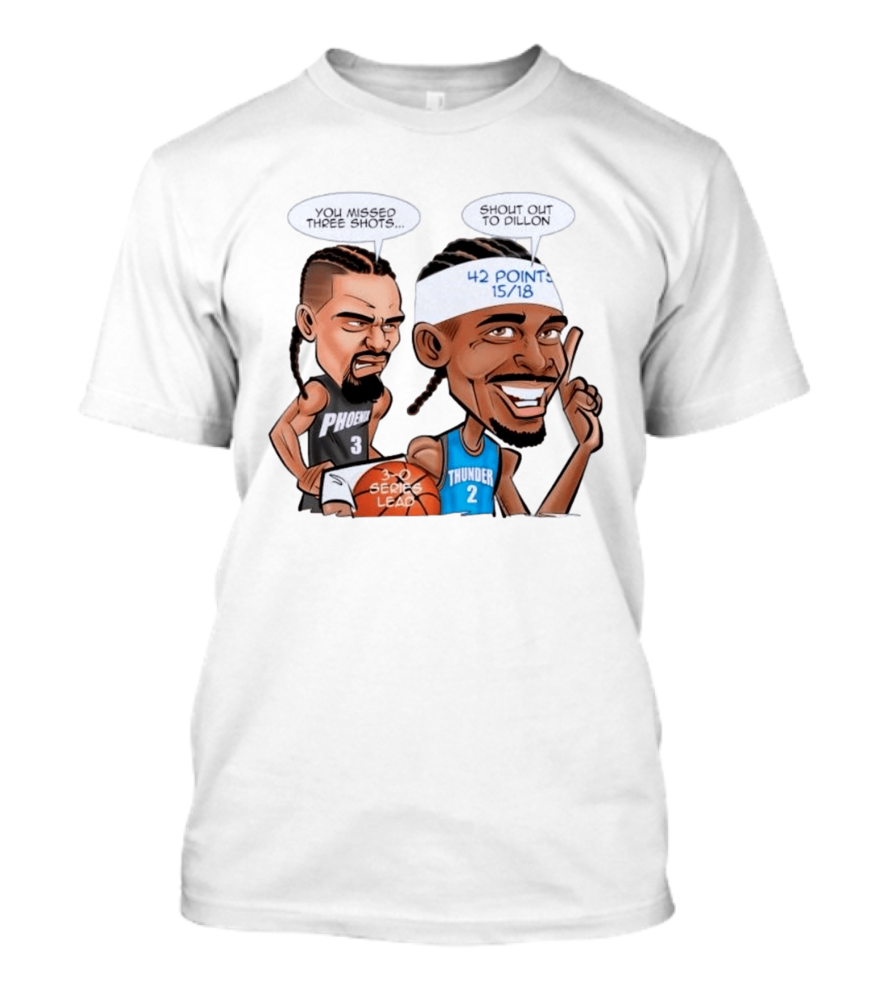 Shai Gilgeous Alexander Shout Out To Dillon Caricature 42 Points OKC Thunder T-Shirt