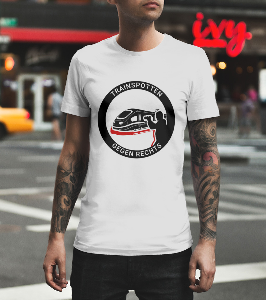 Trainspotten Gegen Rechts Train And Photographer Silhouette Anti Right Movement T-Shirt