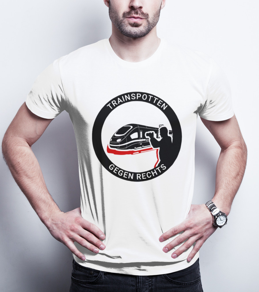 Trainspotten Gegen Rechts Train And Photographer Silhouette Anti Right Movement T-Shirt