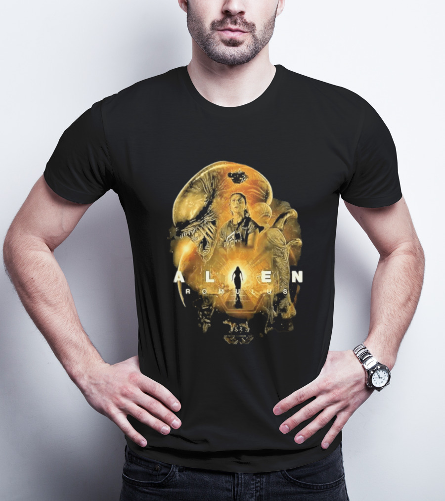 Alien Romulus Xenomorph Collage With Character And Spaceship T-Shirt