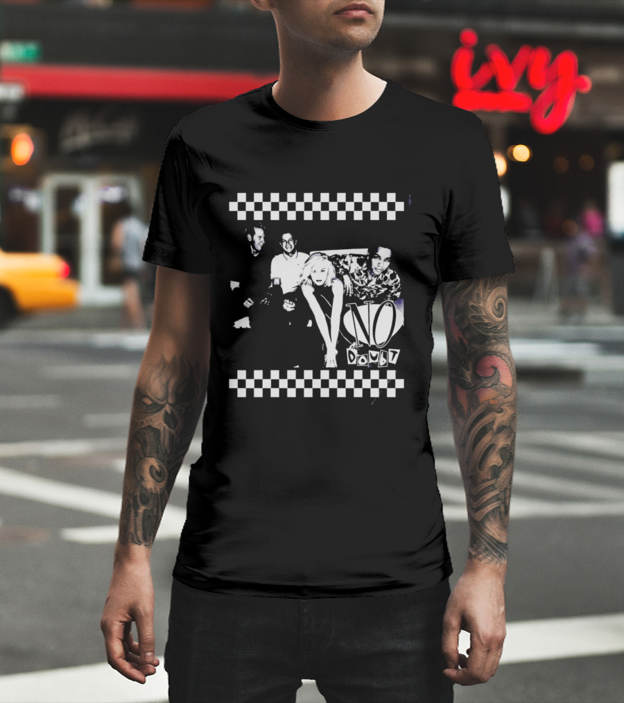 No Doubt Band Gwen Stefani Tony Kanal Eric Stefani Checkered T-Shirt