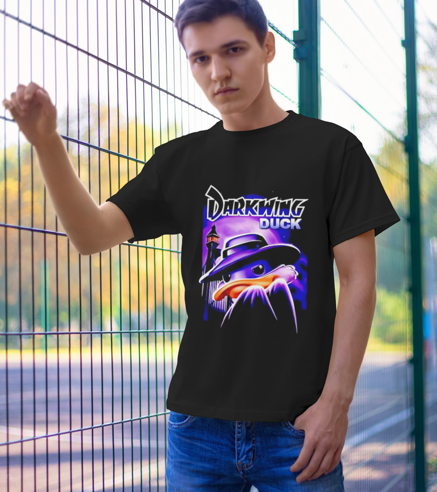 Darkwing Duck Funko Figure Iconic Character With Hat And Cityscape T-Shirt