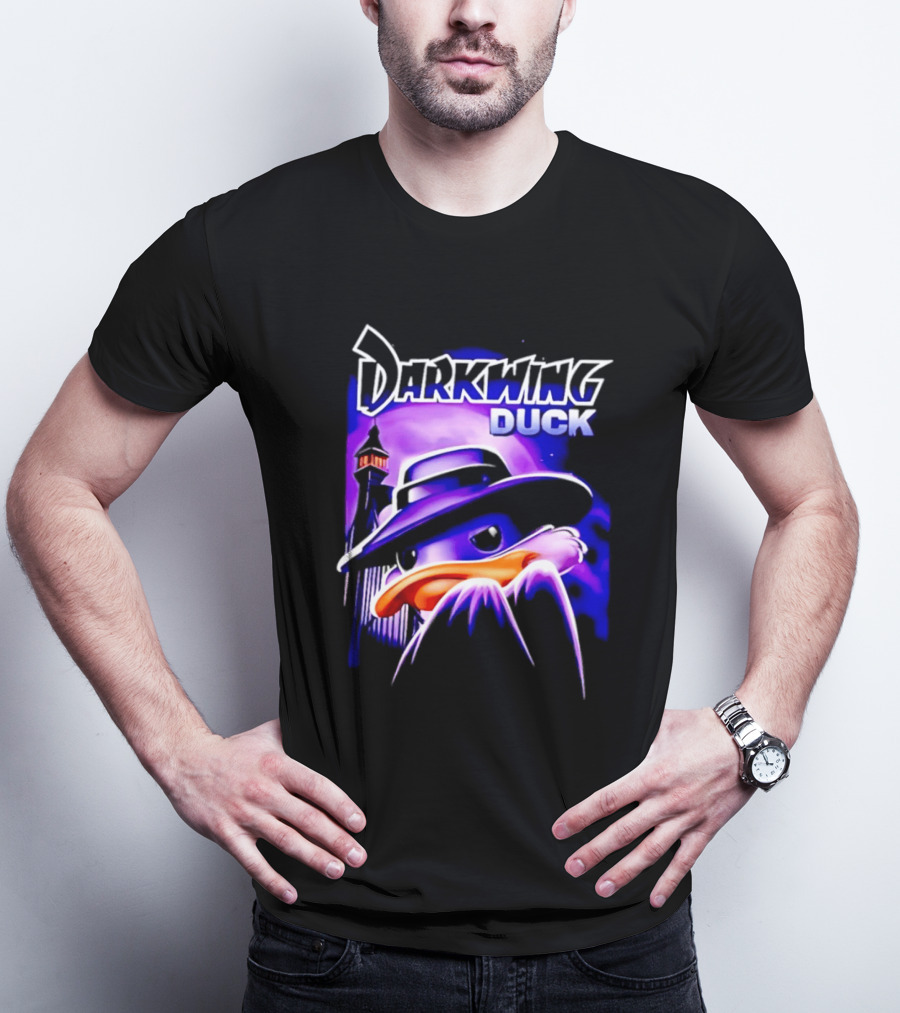 Darkwing Duck Funko Figure Iconic Character With Hat And Cityscape T-Shirt