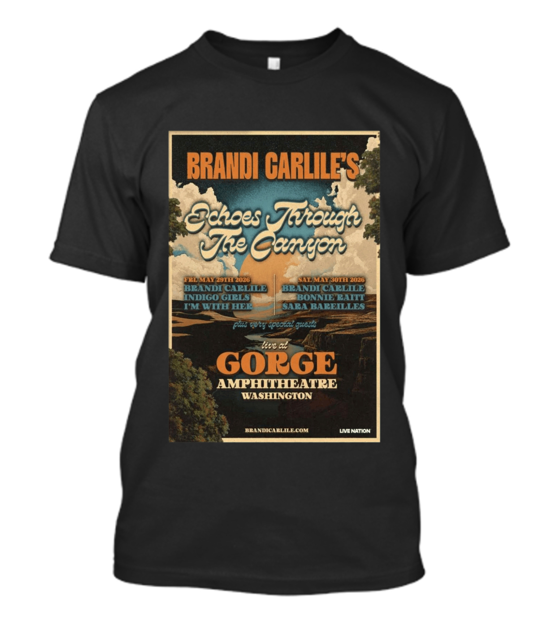 Brandi Carlile Echoes Through The Canyon Live At Gorge Amphitheatre Washington May 29 30 2026 T-Shirt