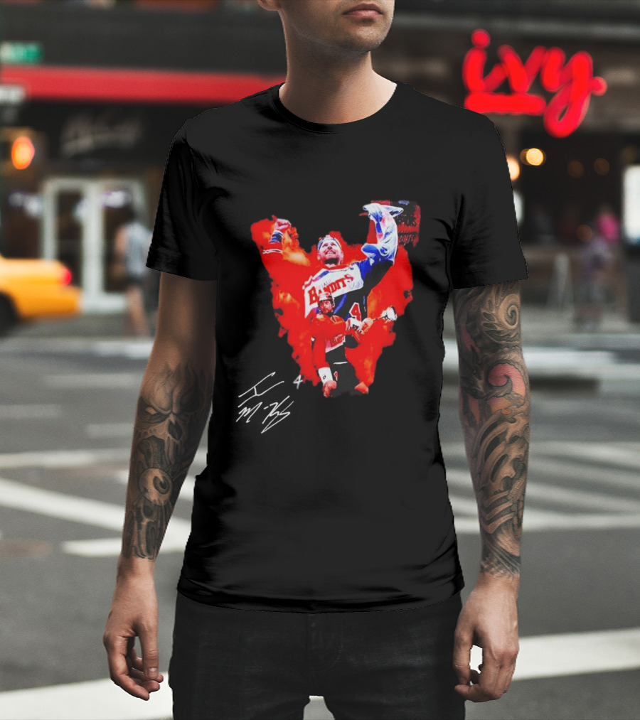 Ian MacKay Bandits Lacrosse Legend Signed Color Burst Collage T-Shirt