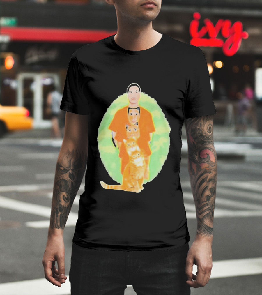 Julian And Logan Julian And Logan Logan Meows With Orange Cat Stack T-Shirt