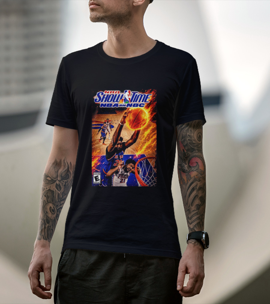 NBA Showtime Dunking Mitchell Robinson On Joel Embiid NBA On NBC T-Shirt