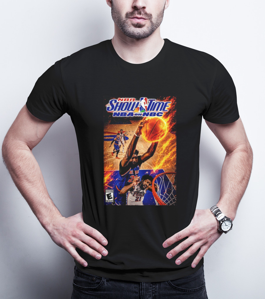 NBA Showtime Dunking Mitchell Robinson On Joel Embiid NBA On NBC T-Shirt
