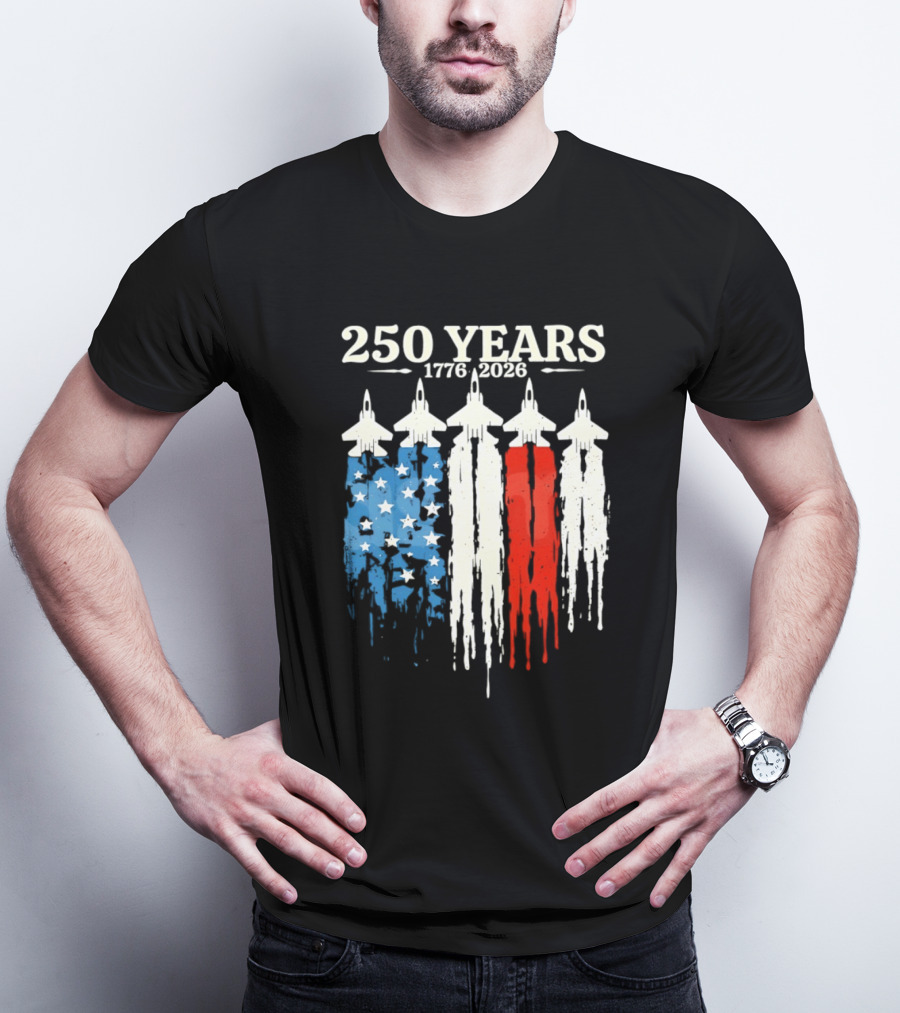 250 Years 1776 2026 USA Semiquincentennial Jets And Flag T-Shirt