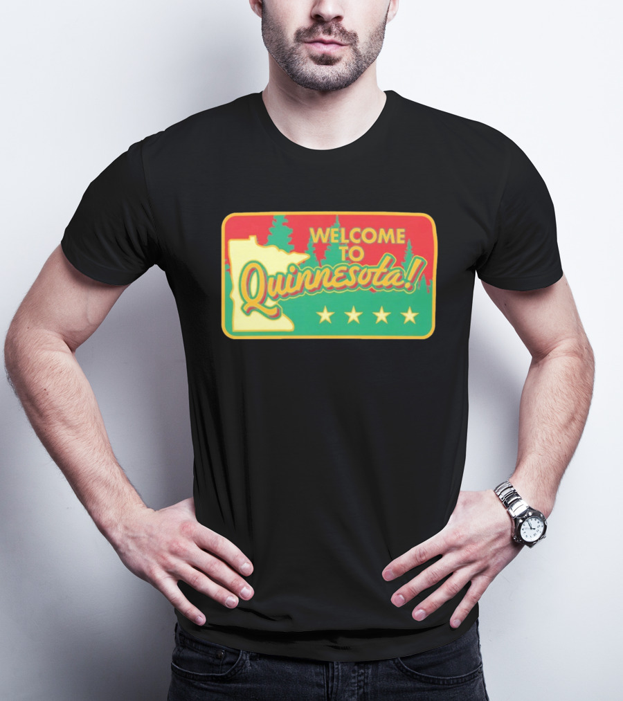 Welcome To Quinnesota State Map Forest Theme With Stars T-Shirt