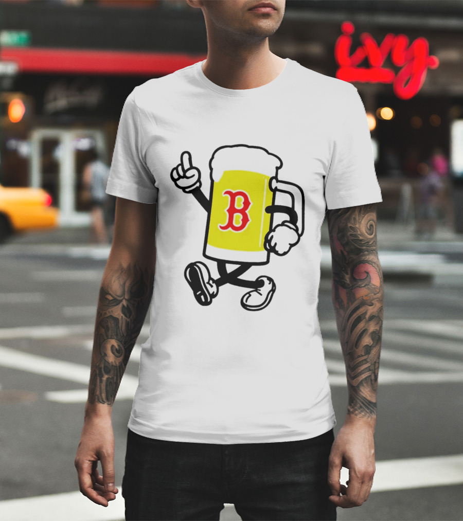 2026 Red Sox Beer With Walking Foam And Red B T-Shirt