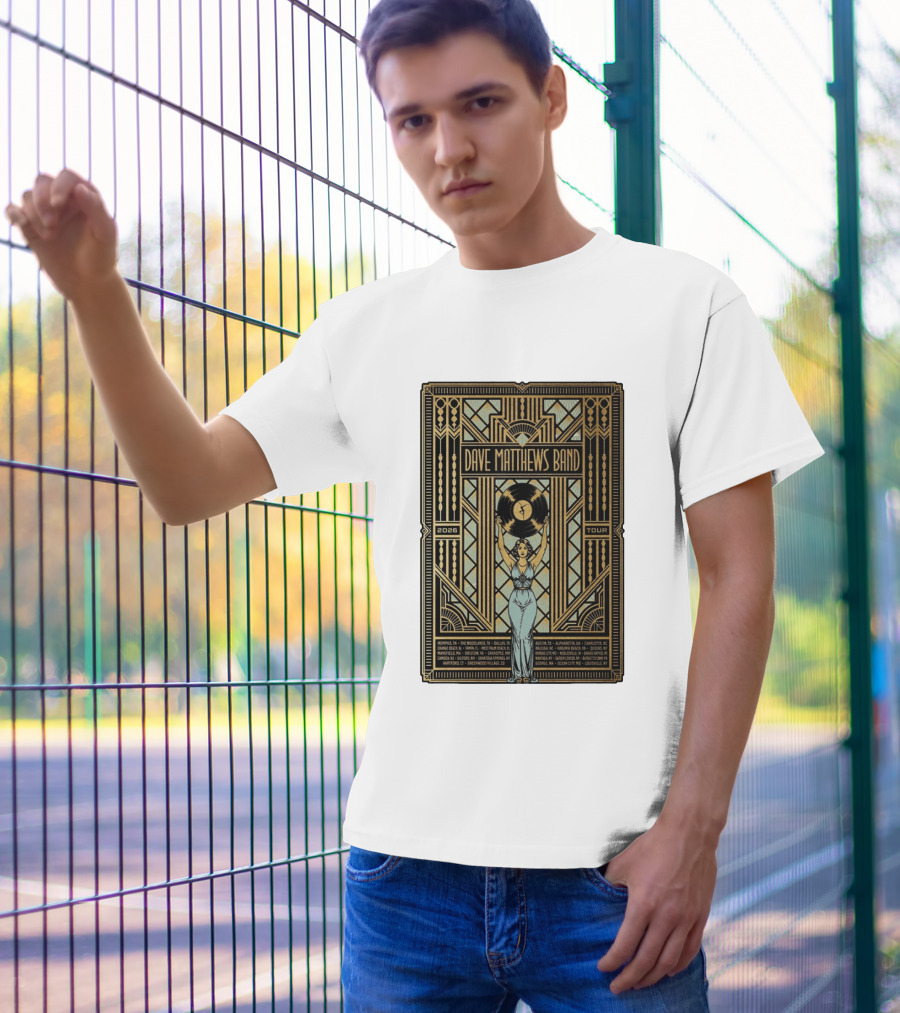 Dave Matthews Band 2026 Fall Tour Art Deco Concert Dates And Cities T-Shirt