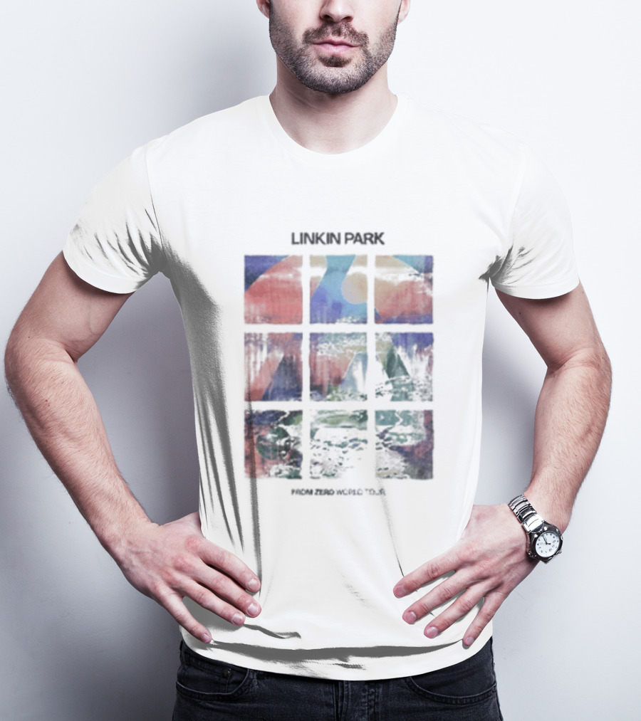 Linkin Park Fz World Tour Australia 2026 Colorful Abstract Squares T-Shirt