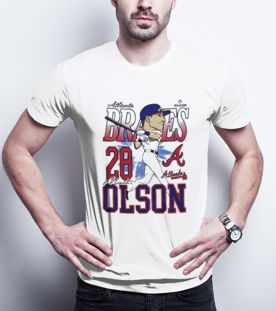 Atlanta Braves 28 Olson Caricature T-Shirt