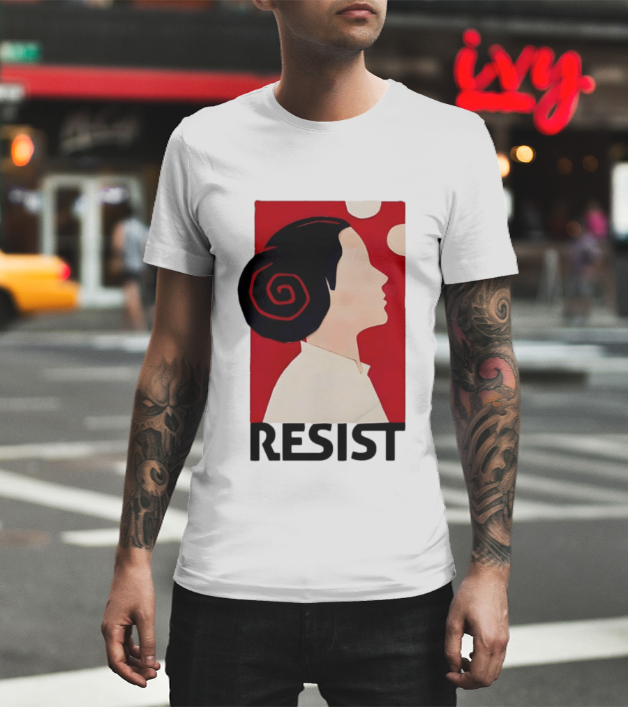 Princess Leia Resist Style Icon With Red And White T-Shirt