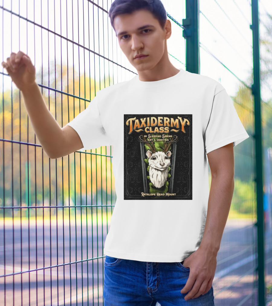 Taxidermy Class Sleeping Sirens Art Oddities Ratalope Head Mount T-Shirt