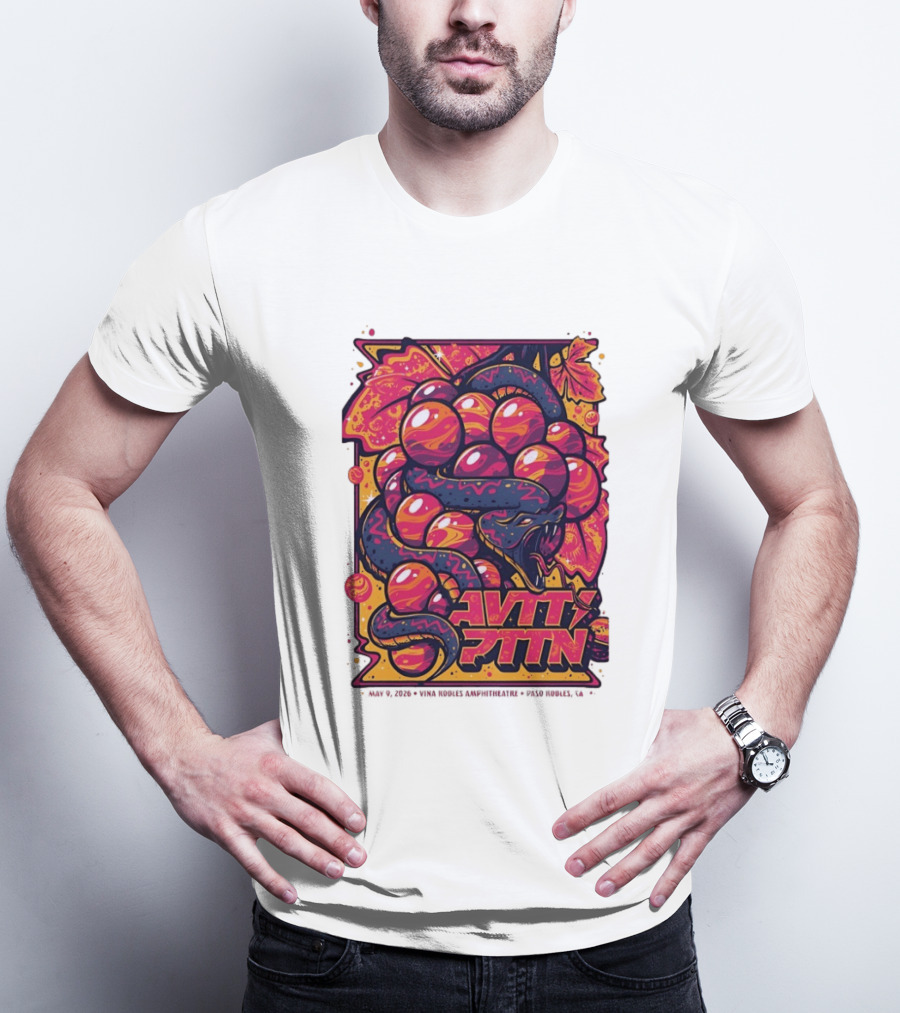 Avett Brothers Paso Robles CA 2026 May 9 Tour Snake Grapes T-Shirt