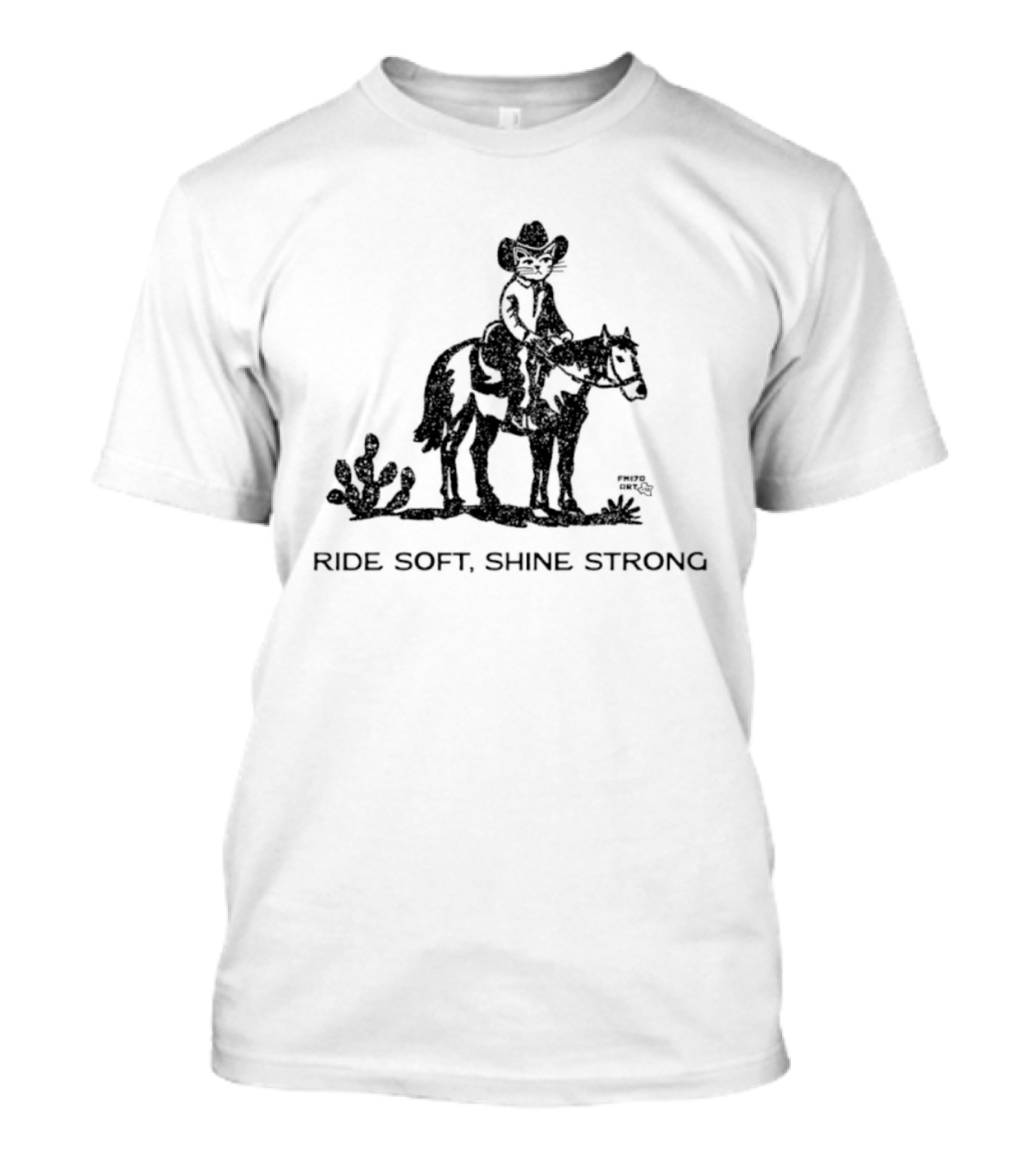 Cowboy Cat Riding Horse Ride Soft Shine Strong Cactus Scenery T-Shirt