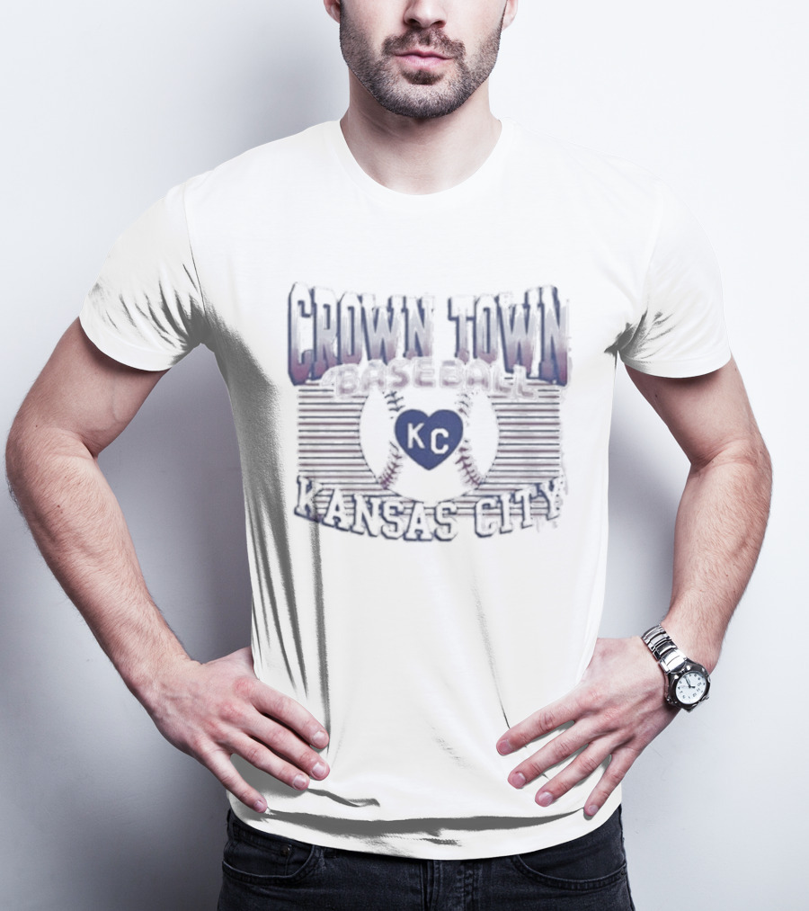 Crown Town Baseball Kansas City Gradient KC Heart And Bats T-Shirt