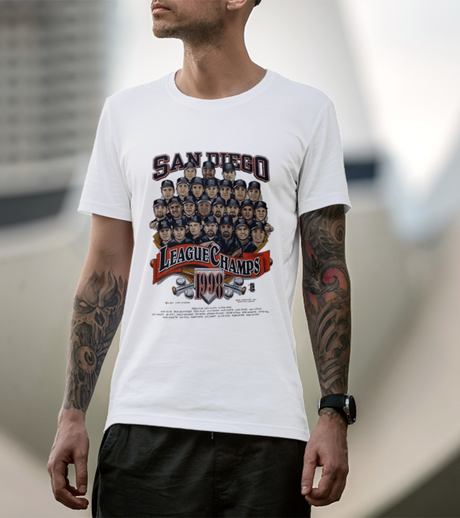 San Diego Padres 1998 League Champs Legends Team Montage T-Shirt