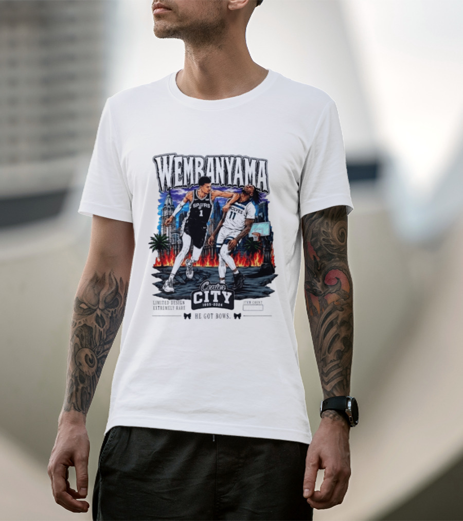 Wembanyama Spurs Center City 1995 2024 Basketball Matchup T-Shirt
