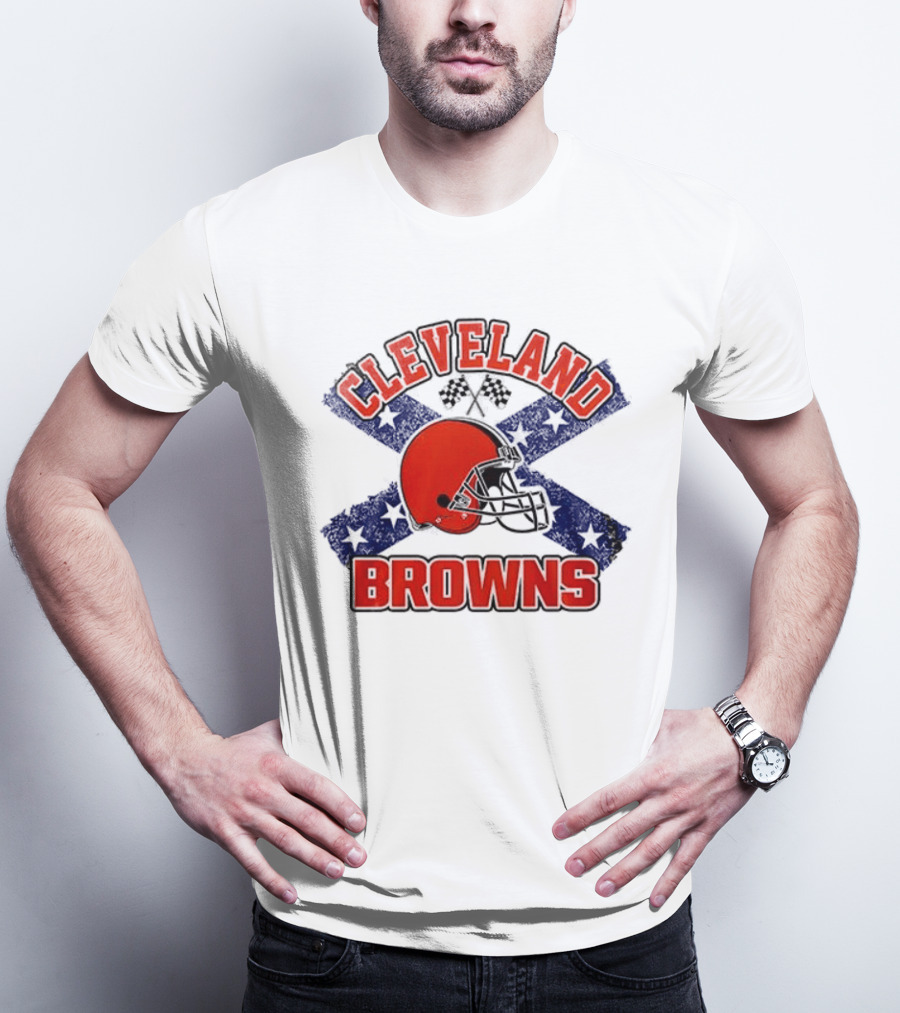Cleveland Browns Helmet Dukes Of Hazzard Flag T-Shirt