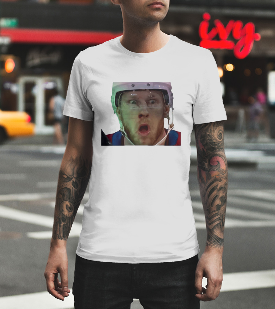 Nathan MacKinnon What The Puck Reaction Hockey T-Shirt