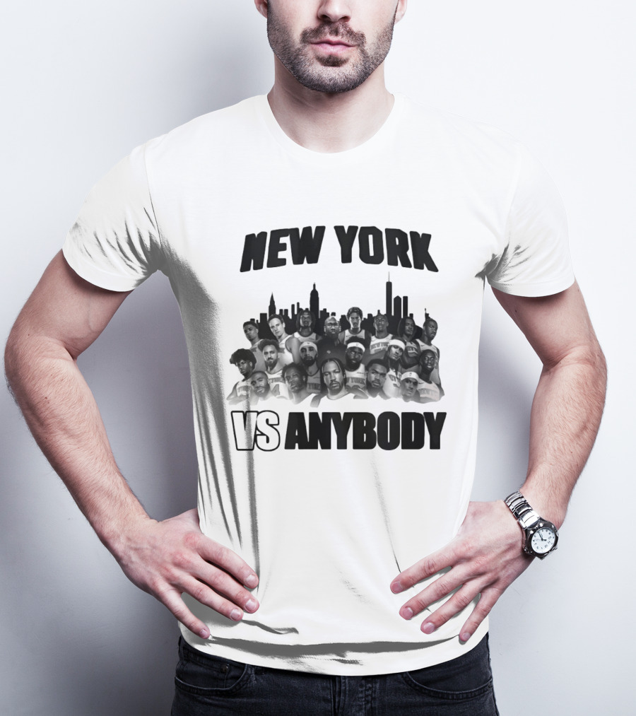 New York Knicks 2026 City Skyline Vs Anybody Basketball T-Shirt
