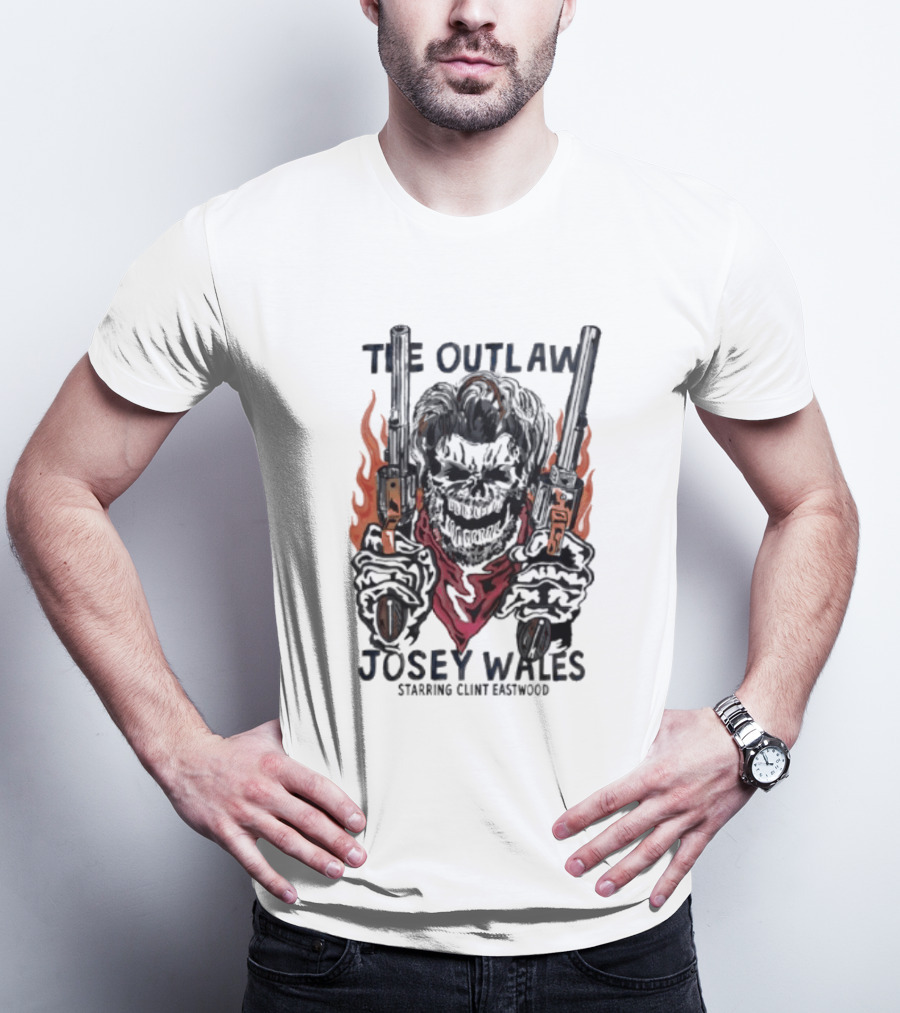 The Outlaw Josey Wales Starring Clint Eastwood Gunslinger Skeleton T-Shirt