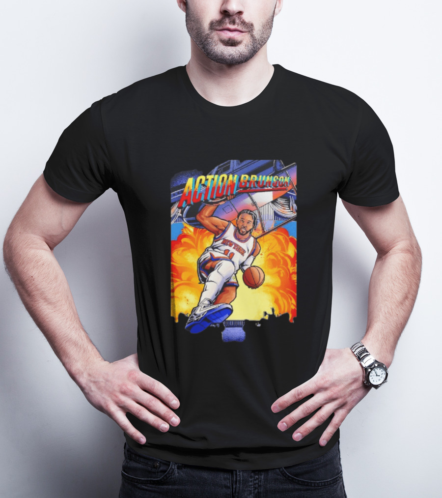 Action Brunson New York Knicks Basketball Comic Explosive Dynamic T-Shirt