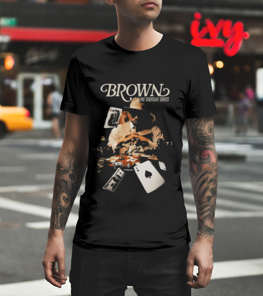BROWN The Midnight Saints Playing Cards And Chips Explosion T-Shirt