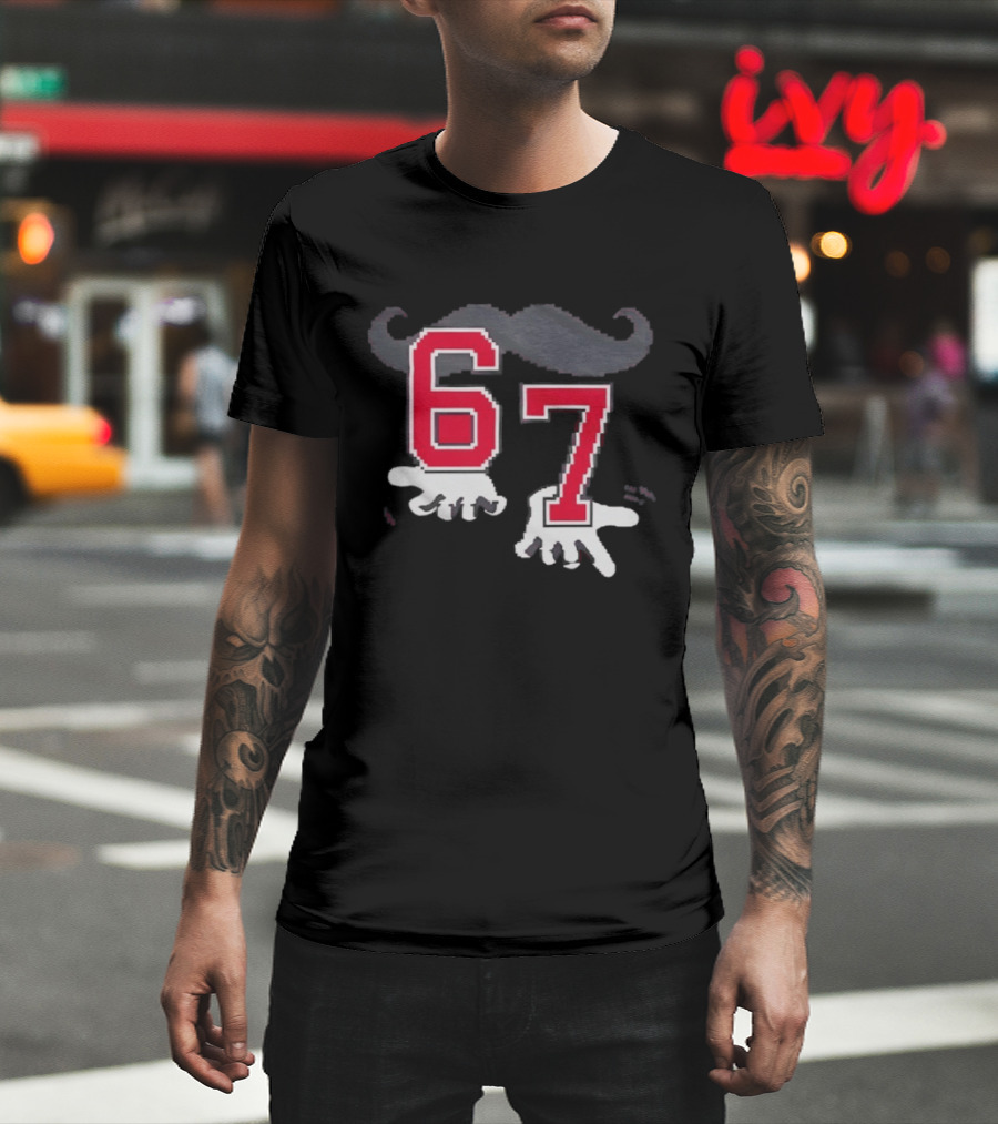 Cincinnati Reds 67 Beard Meme Moustache Hands T-Shirt