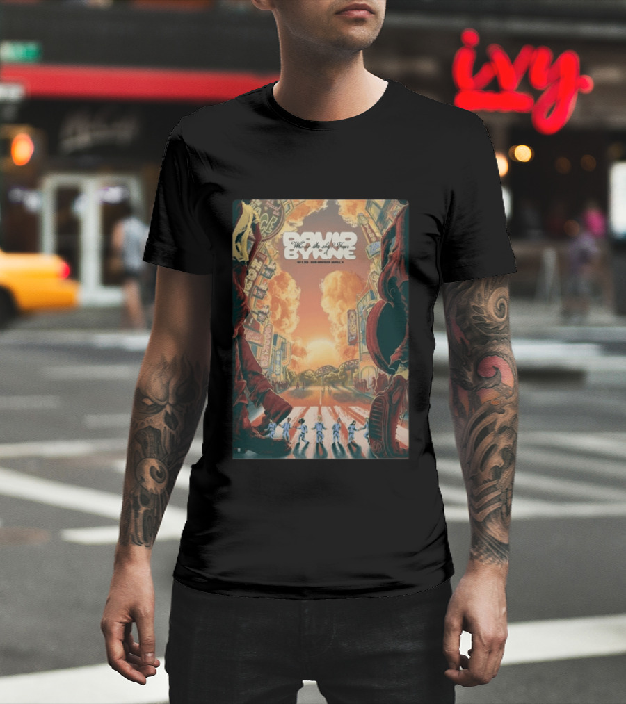 David Byrne Who Is The Sky North American Tour 2026 Vintage Retro Cityscape T-Shirt
