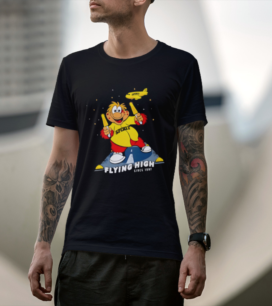 Inland Empire 66ers Baseball Mascot Celebrating Flying High Since 1987 With Spirit Airlines Memorabilia T-Shirt