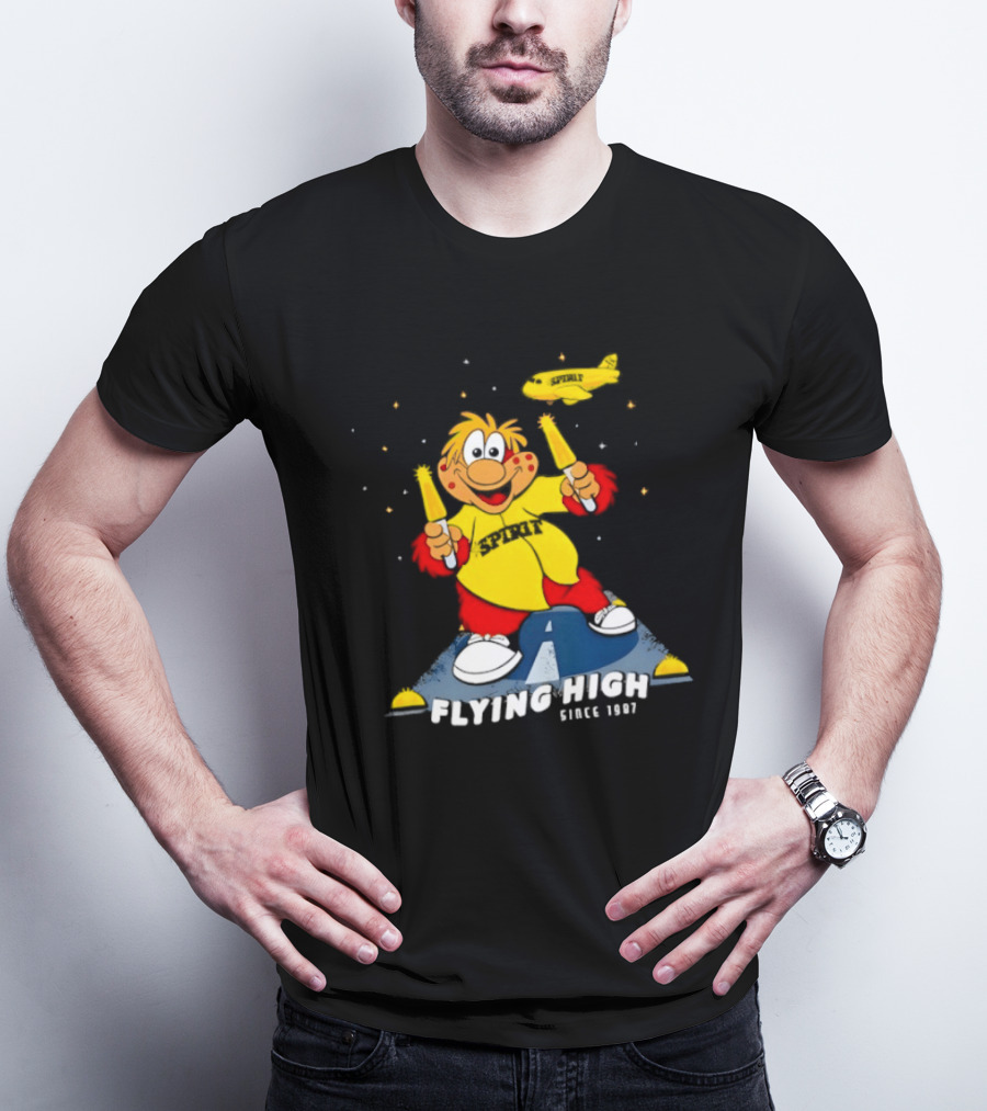 Inland Empire 66ers Baseball Mascot Celebrating Flying High Since 1987 With Spirit Airlines Memorabilia T-Shirt