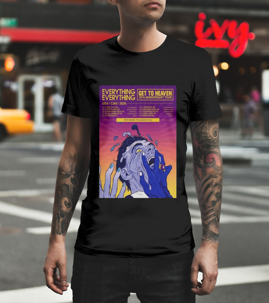 Everything Everything Get To Heaven 10th Anniversary Tour 2026 USA Canada Dates T-Shirt