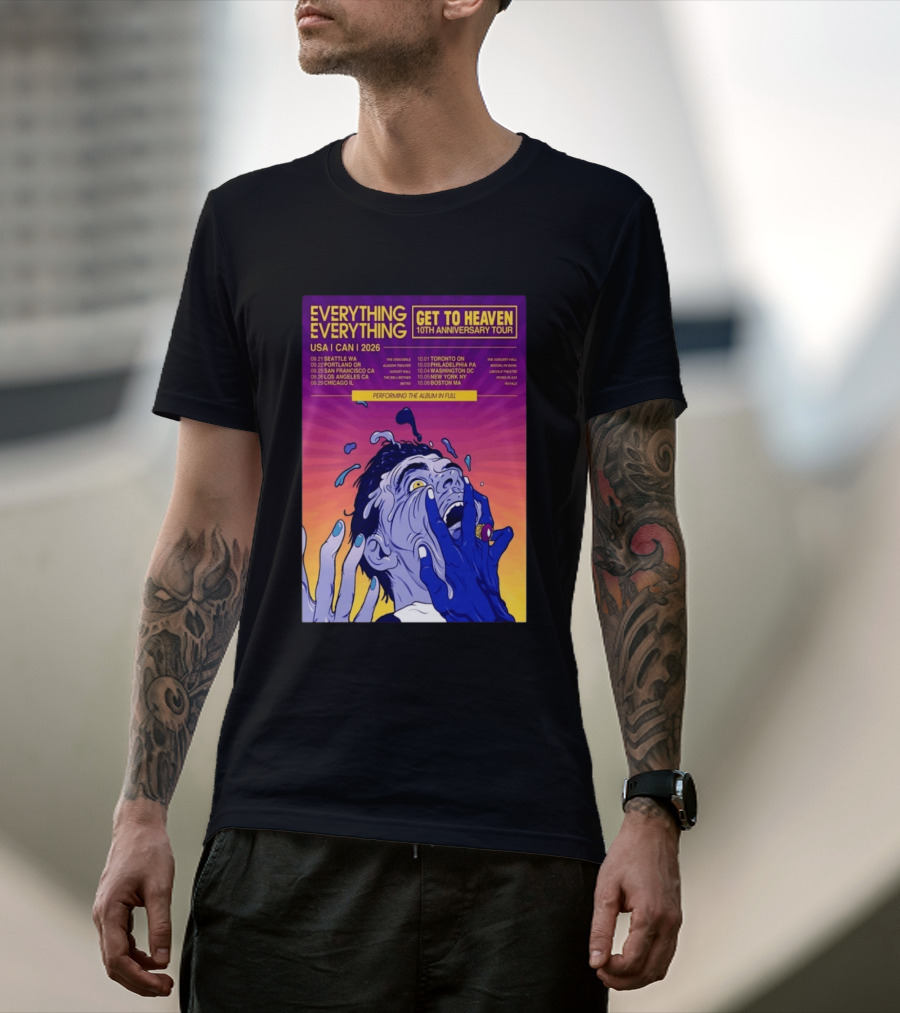 Everything Everything Get To Heaven 10th Anniversary Tour 2026 USA Canada Dates T-Shirt