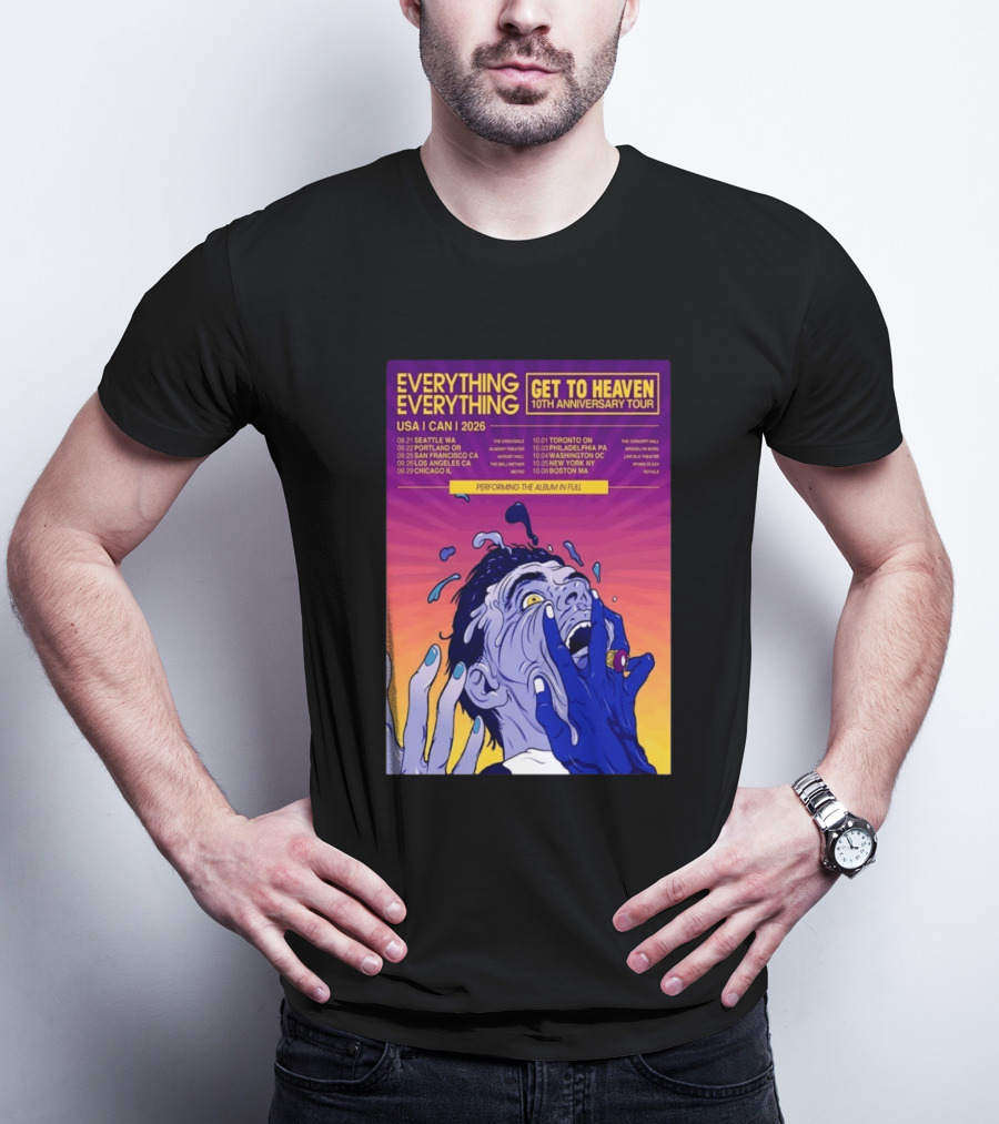 Everything Everything Get To Heaven 10th Anniversary Tour 2026 USA Canada Dates T-Shirt