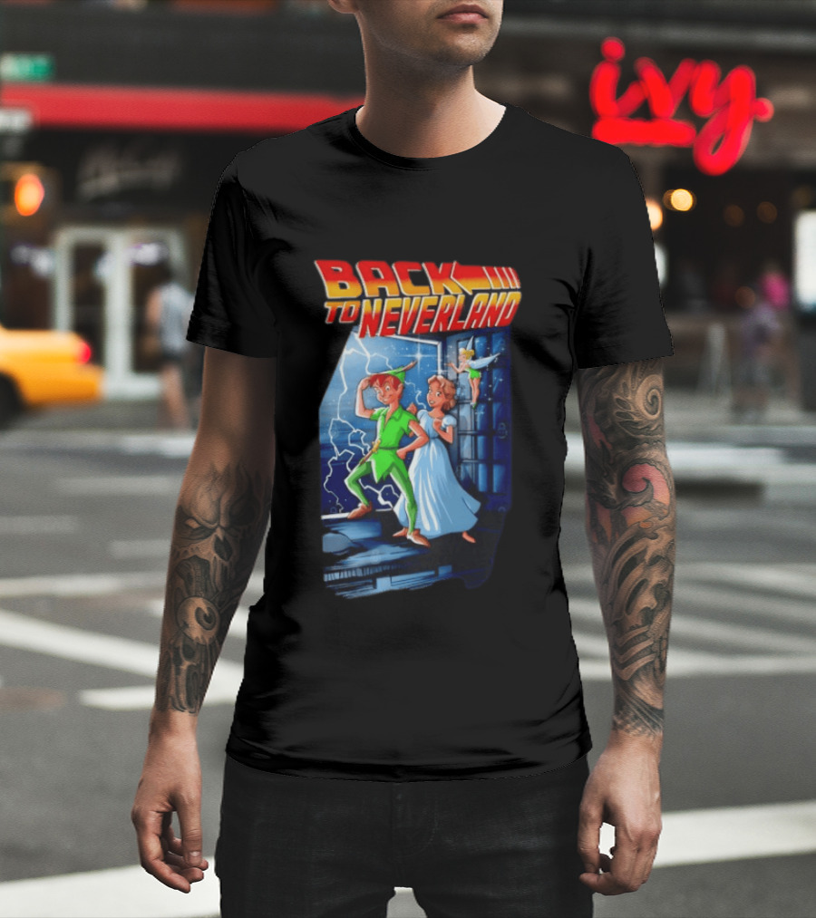 Back To Neverland Peter Pan Wendy Tinkerbell Mashup Back To The Future T-Shirt