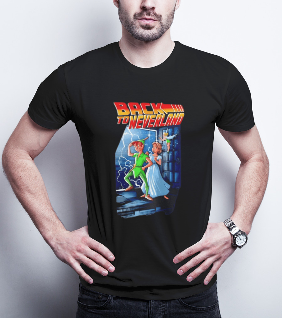 Back To Neverland Peter Pan Wendy Tinkerbell Mashup Back To The Future T-Shirt