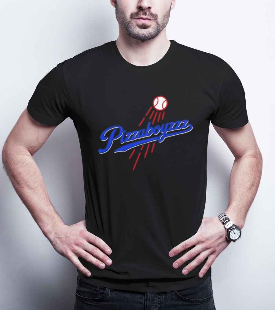 Pizzaboyzzz Los Angeles Dodgers MLB Baseball 2026 Baseball Projectile Motif T-Shirt