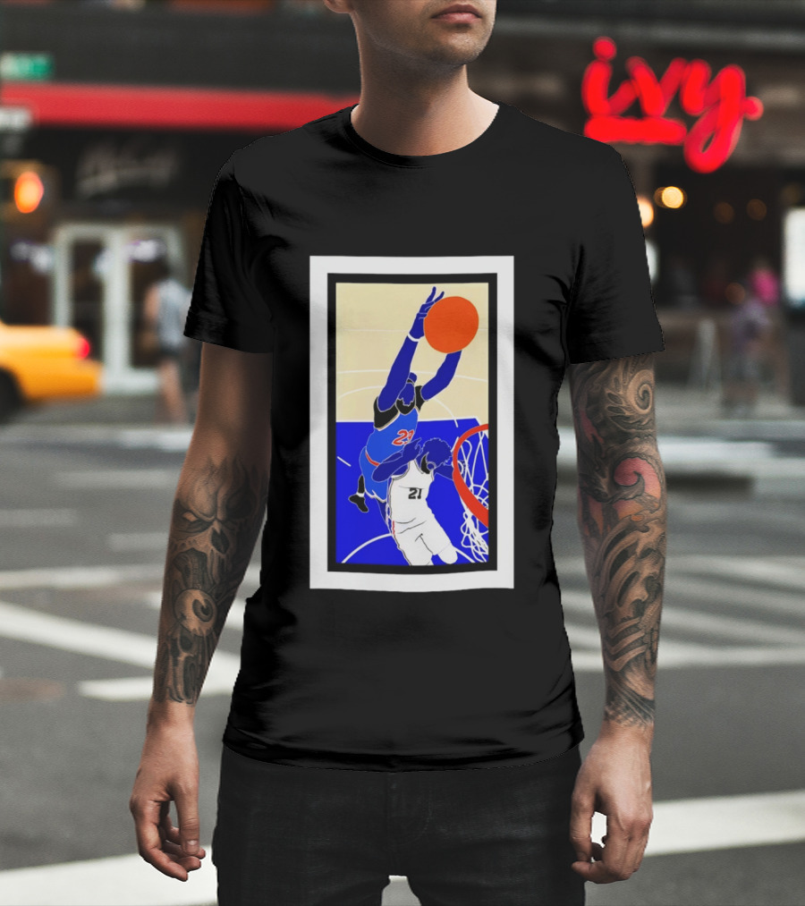 Mitchell Robinson Slam Dunk Over Joel Embiid New York Knicks T-Shirt