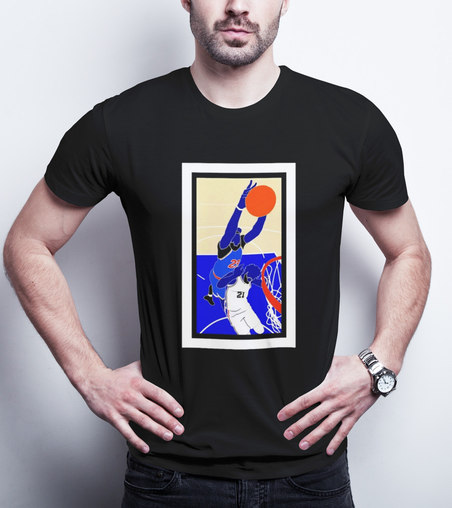 Mitchell Robinson Slam Dunk Over Joel Embiid New York Knicks T-Shirt
